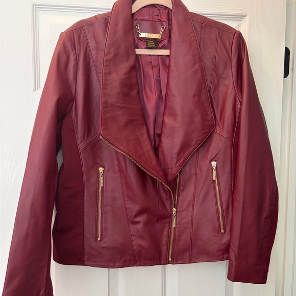 IMAN | Jackets & Coats | Iman Genuine Leather Biker Jacket With Gold ...